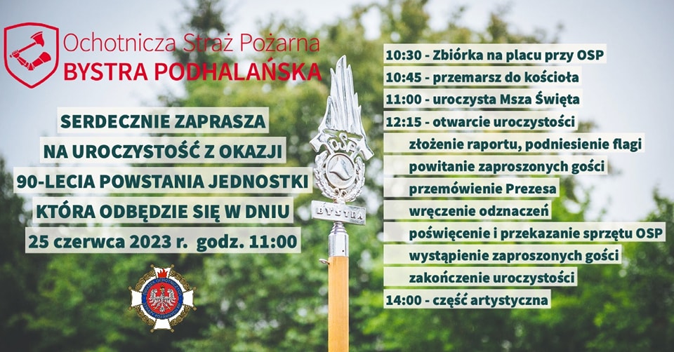 Zaproszenie na jubileusz 90-lecia OSP w Bystrej Podhalańskiej | Gmina ... Zaproszenie na jubileusz 90-lecia OSP w Bystrej Podhalańskiej | Gmina ...